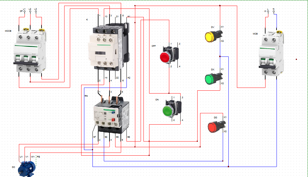 MẠCH KHỞI ĐỘNG TRỰC TIẾP 1 ĐỘNG CƠ - ĐẤU NỐI MẠCH ĐỘNG LỰC, ĐIỀU KHIỂN